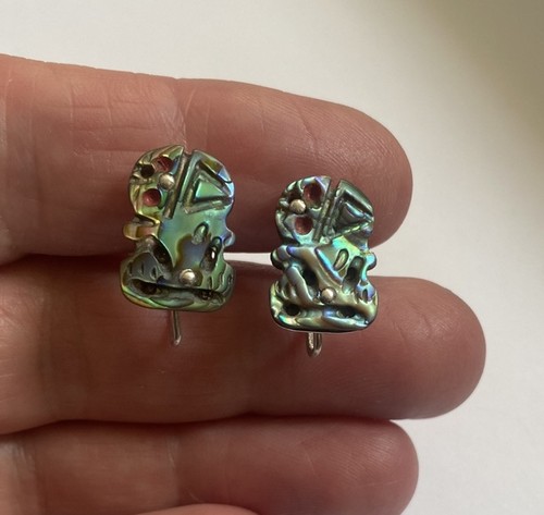 Vintage, Sterling Silver, Paua Shell, New Zealand Maori Hei-tiki Design ...