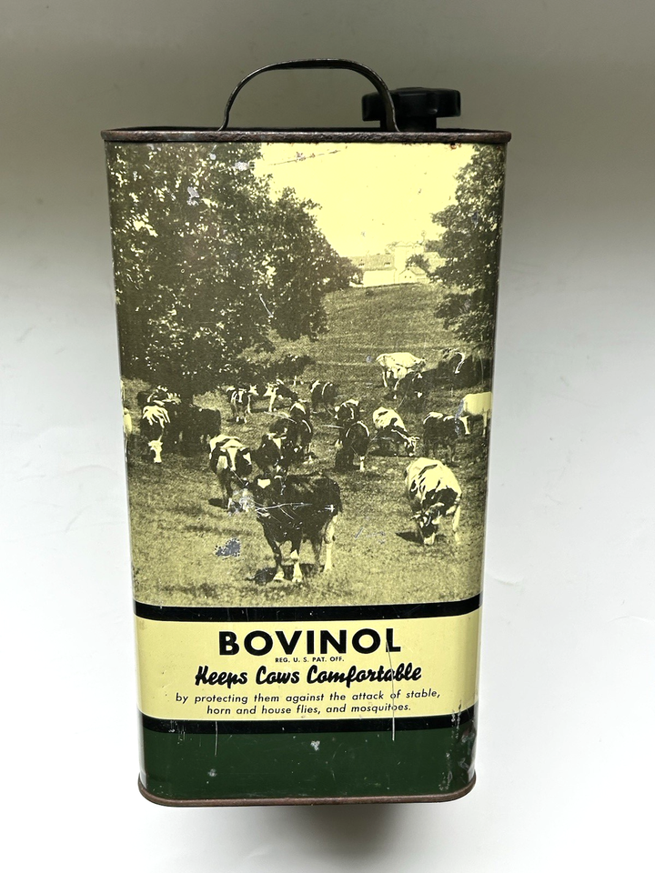 Vintage Bovinol Gallon Tin Can Cow Insect Repellent Killer Standard Oil ...