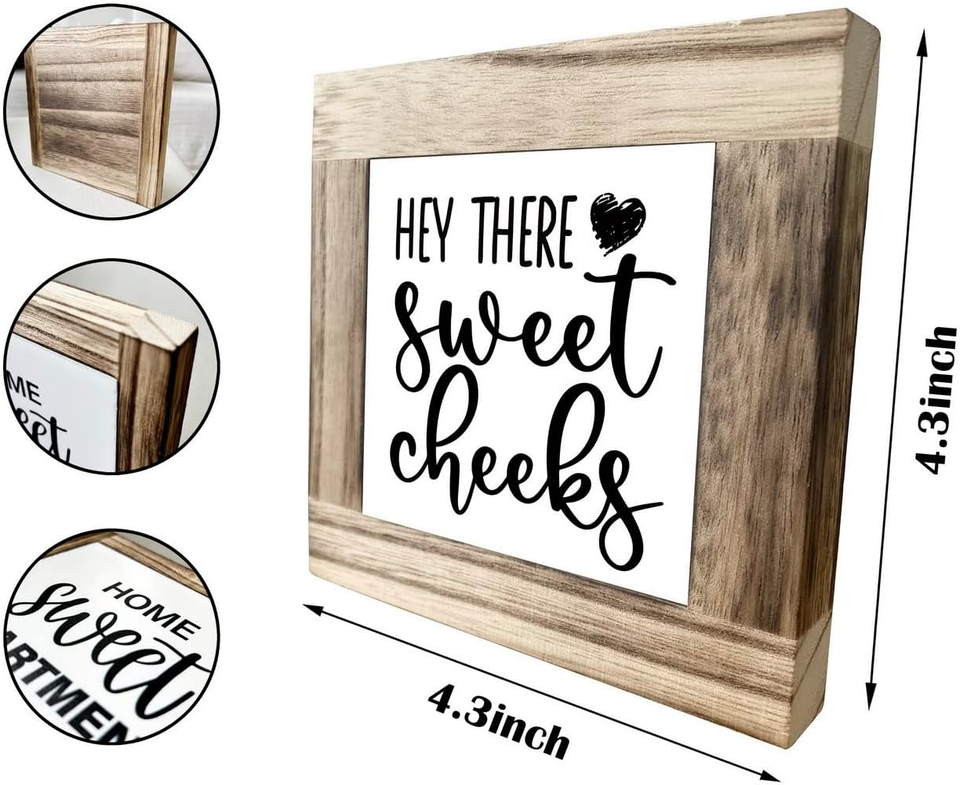 Decorative Signage, Hey There Sweet Cheeks Wood Sign, 4.3X4.3X0.7Inch ...