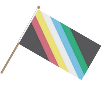 Disability Pride LGBTQ Rainbow 9'' x 6'' Flag With Wooden Base | eBay