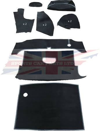 New Deluxe 11 Piece Trunk (Boot) Black Carpet Kit MGB 1963-80 Roadster ...