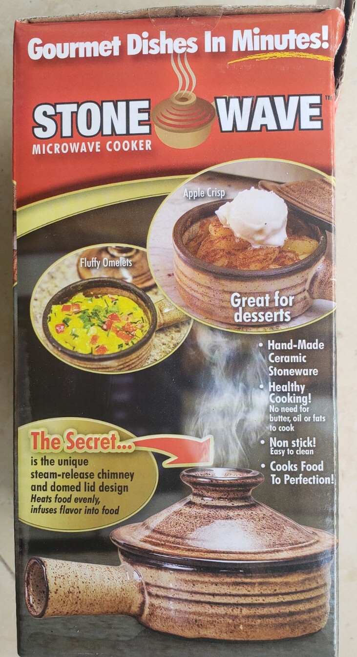 BRAND NEW TeleBrands 7370 Stone Wave Microwave Cooker Brown + Bonus ...