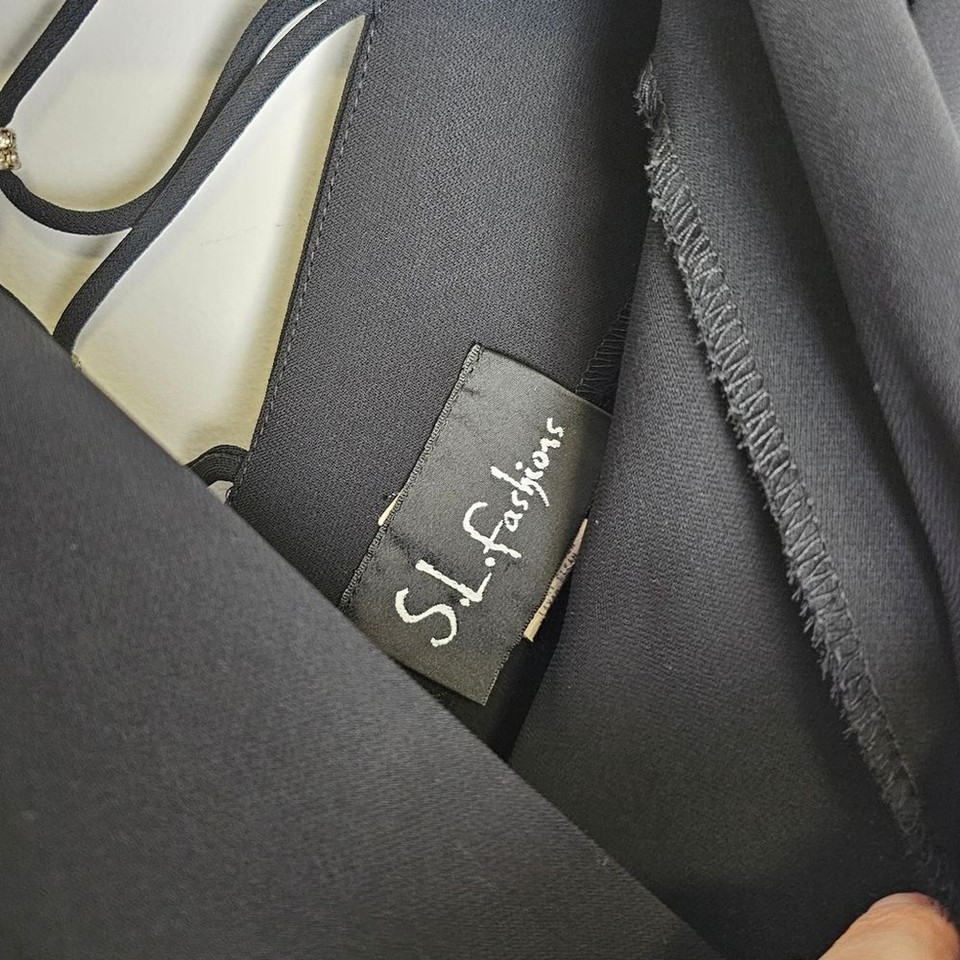 Black Dress Blouse Dressy Drape Front Open Back Flow Chiffon Vintage ...