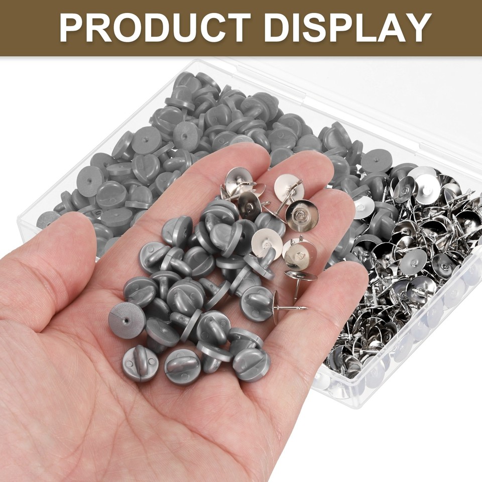 200Pcs Pair Pin Backs Locking Pin Backs for Crafts Pin Keepers, Silver ...