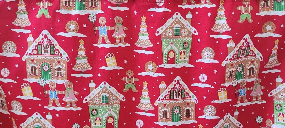Christmas Gingerbread House Curtains, Christmas Cookie Valance Curtain ...