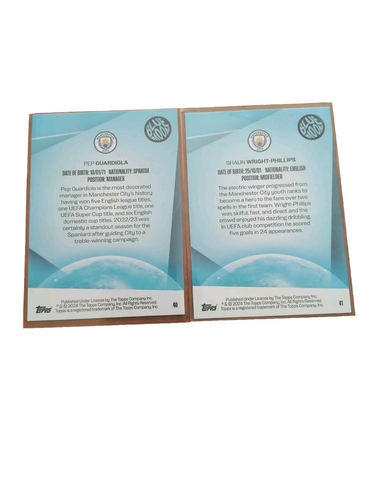 manchester city blue moon team set 2024 shaun wright phillips /pep ...