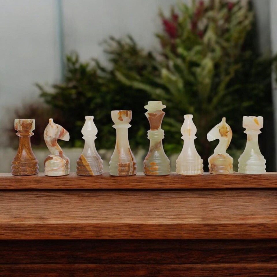 Marble Chess Set with Gift Case - Onyx green&Black Chess Set - 12 Inch ...