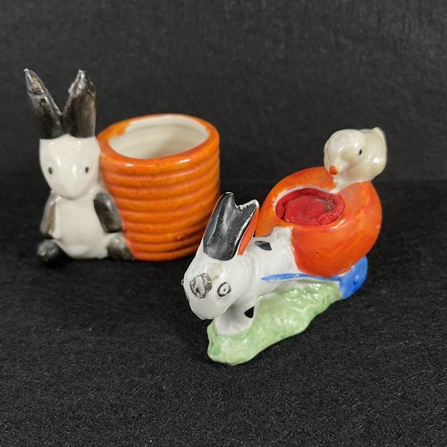 Vintage Ceramic Small Bunny Rabbit Figures Planter Pincushion Lot of 2 ...