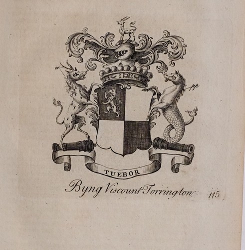 1779 ANTIQUE PRINT ~ BYNG ~ FAMILY CREST COAT OF ARMS VISCOUNT ...