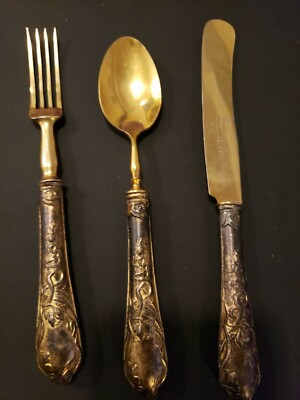 Carl Grah Oligs-Solingen Flatware Silverware Gold Knife Fork Spoon Set ...