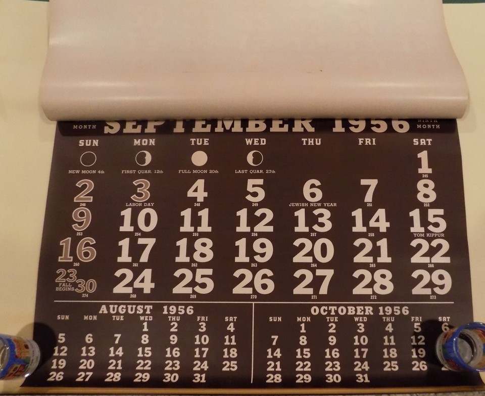 Vintage Collectible Large Wall Calendar - 1956. Sent to Borden Ice ...