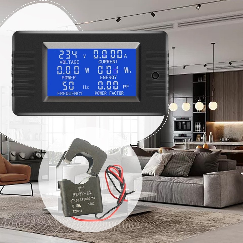 Energy Meter 100A/22000W Electrical Safety Controller Solar Power ...