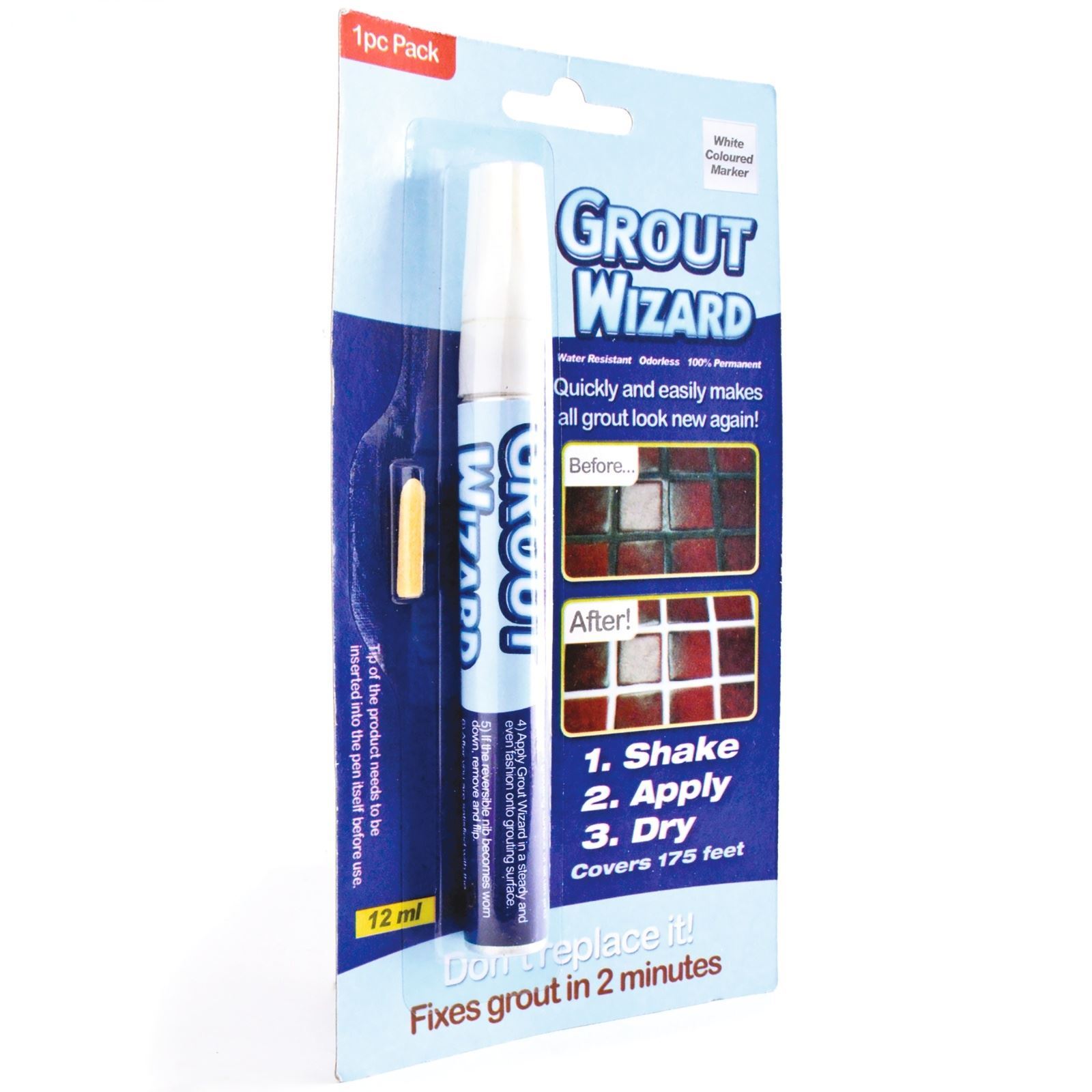 One Coat Grout Tile Pen Whitener Reviver Anti Mould Water Resistant ...