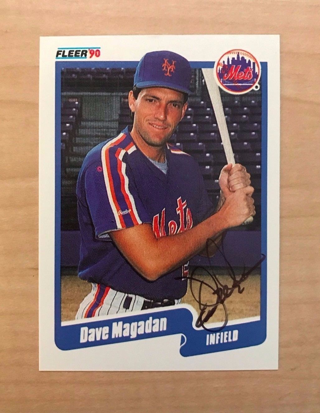 DAVE MAGADAN NEW YORK METS SIGNED AUTOGRAPHED 1990 FLEER CARD #210 W ...