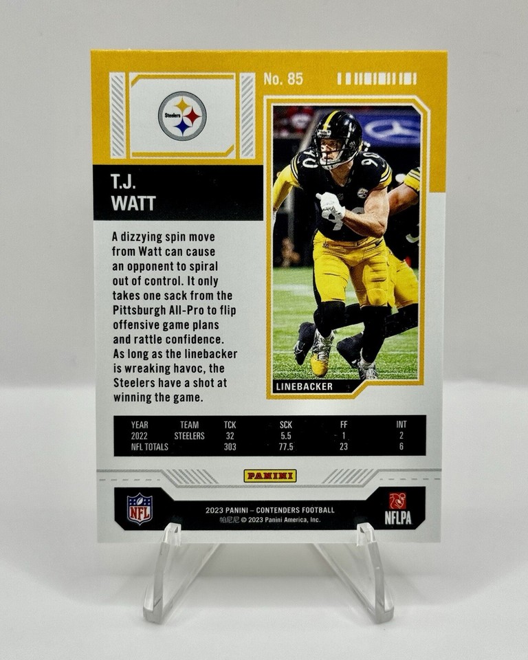 2023 Panini Contenders TJ WATT Mojo Prizm Season Ticket Steelers SP ...
