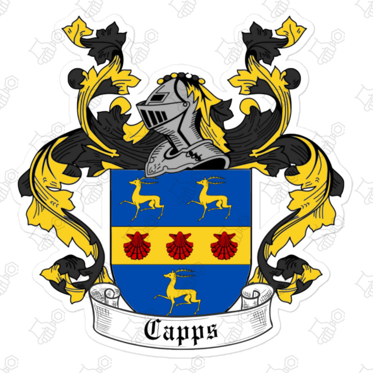Capps Family Coat of Arms Vinyl Sticker, Capps Family Crest Bumper ...