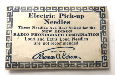 VTG Thomas Edison Phonograph Gramophone Needles-Electric Pick Up ...