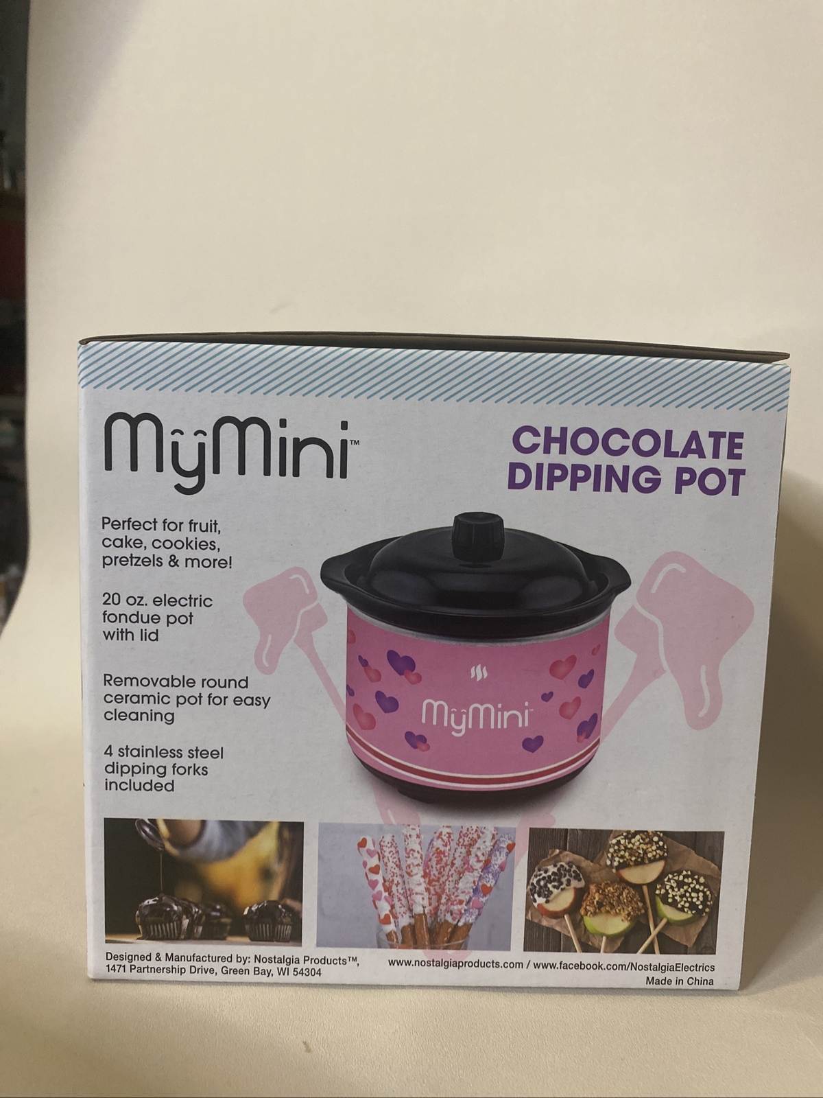 Nostalgia My Mini Chocolate Dipping Pot W/ Lid 20oz Pink Heart Design ...