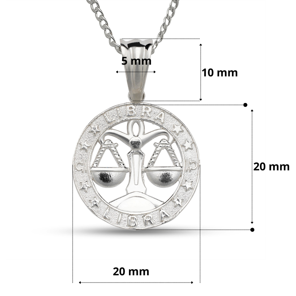 925 Sterling Silver Zodiac Sign Necklace Pendant Libra | eBay