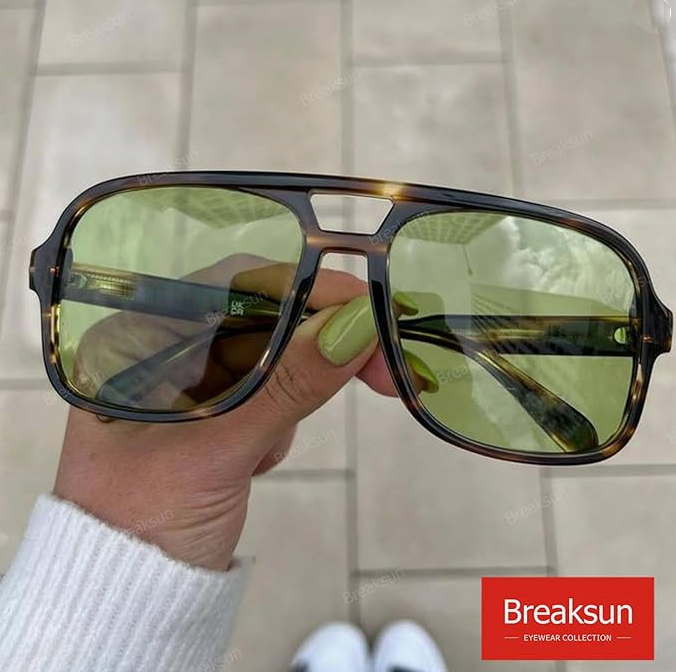 Retro Aviator Sunglasses for Women Men Trendy Classic 70s Square ...