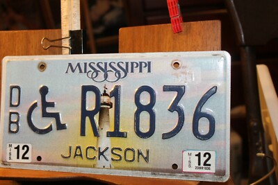 2012 Mississippi License Plate Jackson County Disabled DB R1836 | eBay