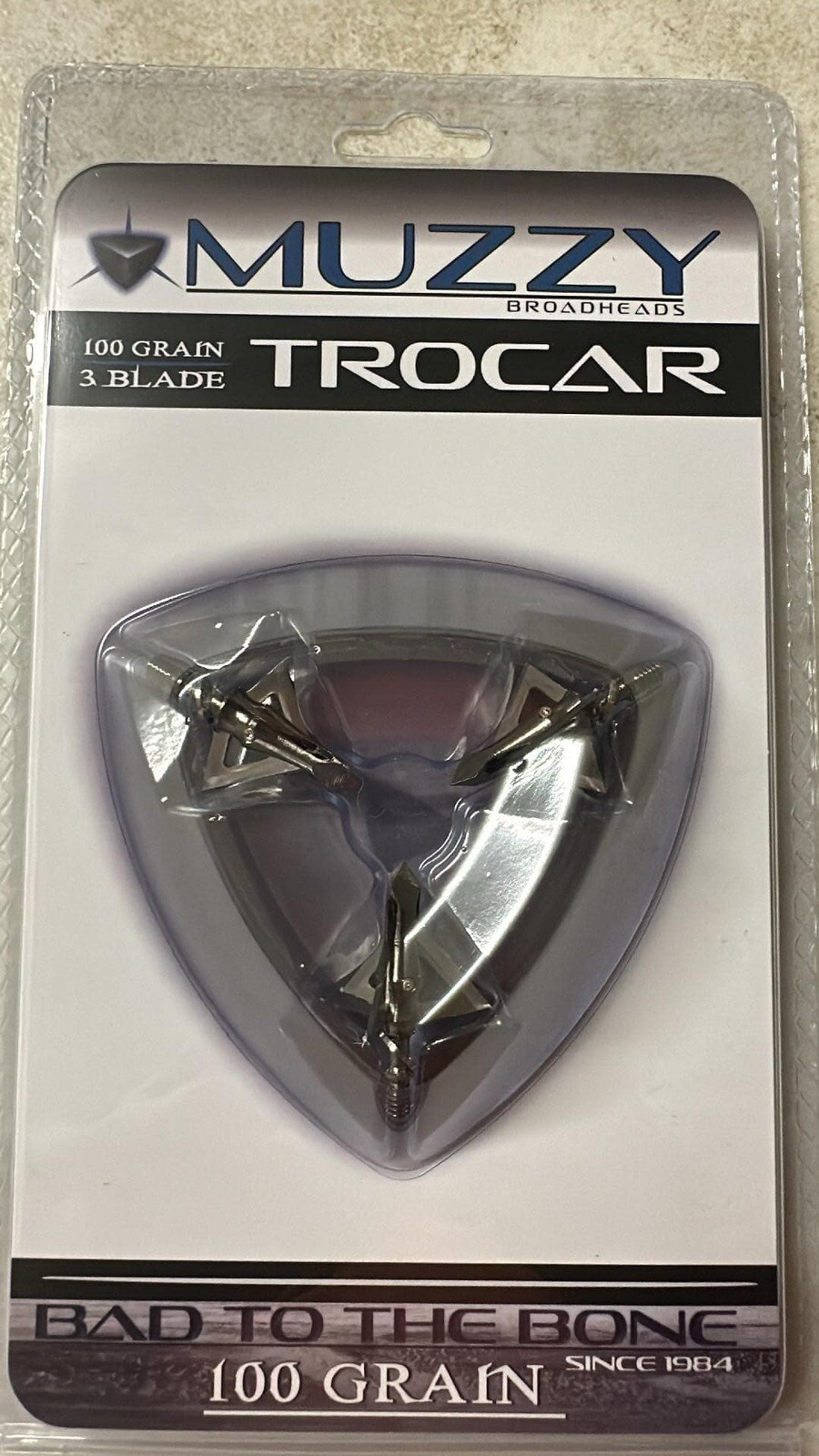 Muzzy Trocar Broadhead 100 Grain Fixed 3 Blade 1 3/16. FREE SHIPPING | eBay