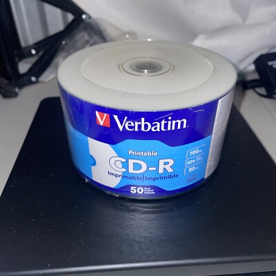50 VERBATIM CD-R CDR 52X 700MB Silver Inkjet Printable Spindle 95005 | eBay