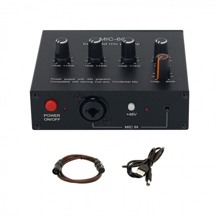 MIC-60 Balanced Mic Preamp Built-in 48V Phantom Power Supply Dynamic ...