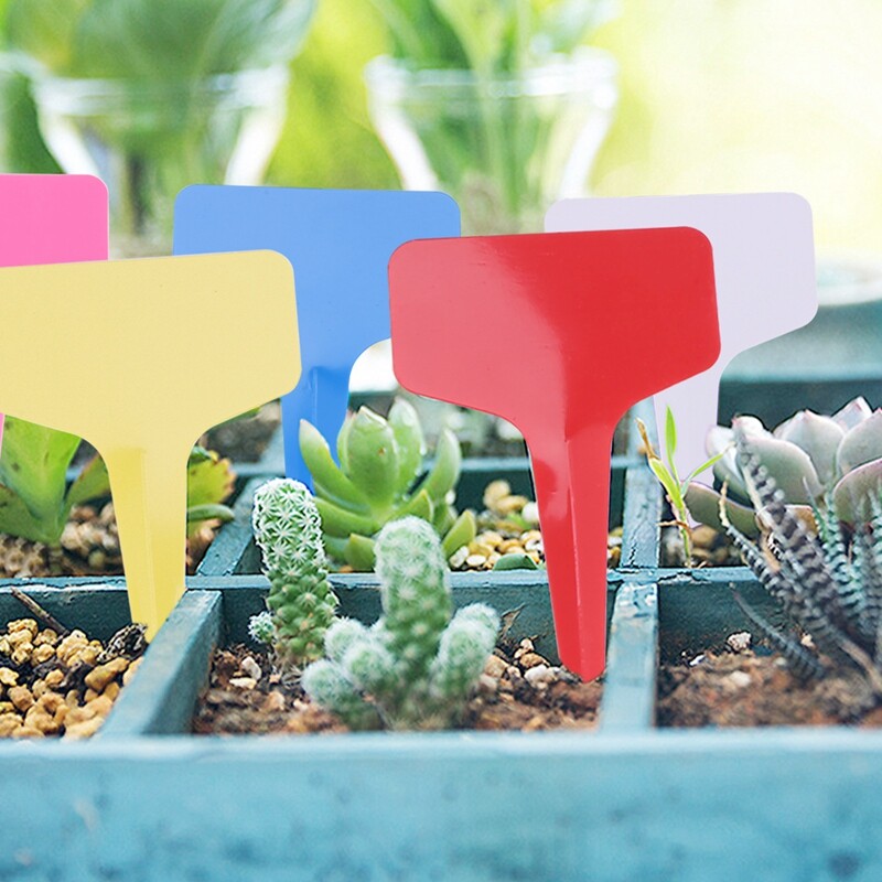 100Pcs Plant Labels Multicolor Plastic Plant Tags T-Type Nursery Garden ...