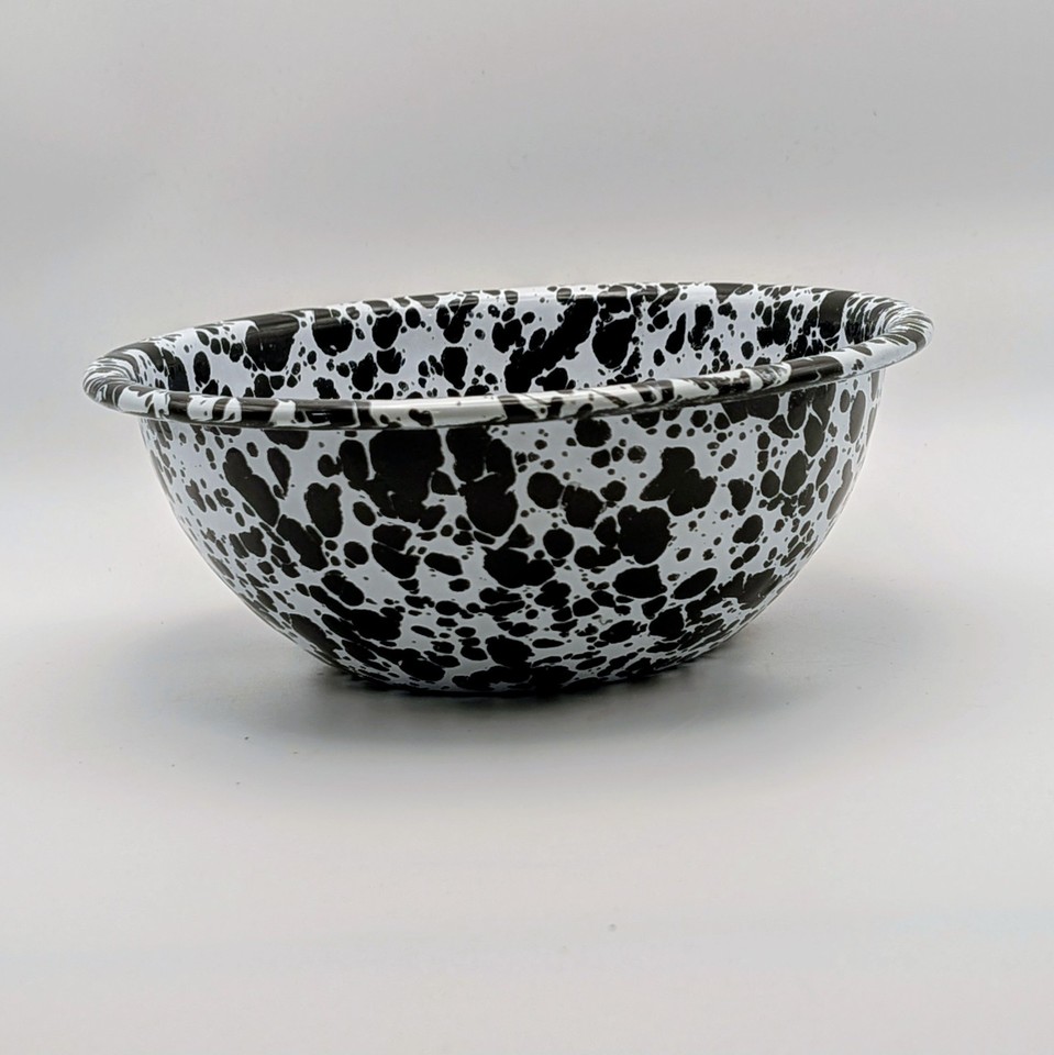 Set 4 Crow Canyon Marble Enamelware Salad Cereal Bowl Black White ...