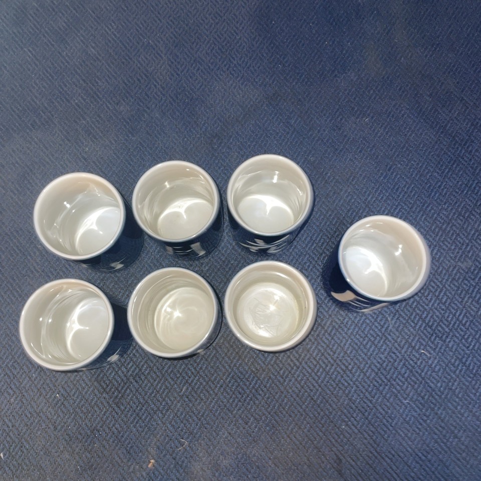 7 Japanese Handless Tea Cups - Deep Blue - Life Moon Flower | eBay