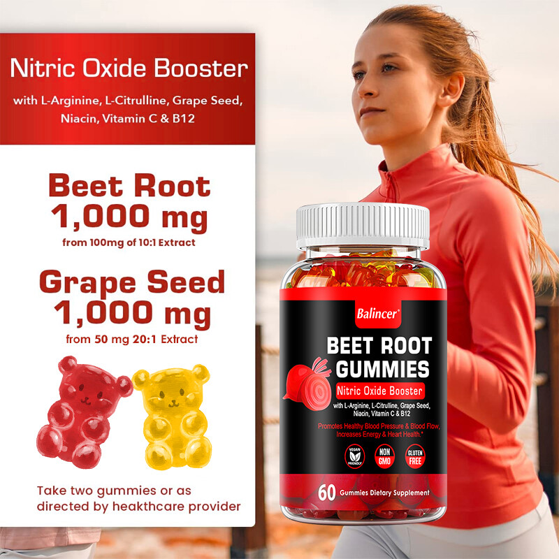 Natural Energy Organic Gummies with Beet Root Nitric Oxide,Supports ...