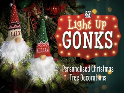 Personalised Christmas Light Up Gonk Bauble Tree Decoration LED Battery ...