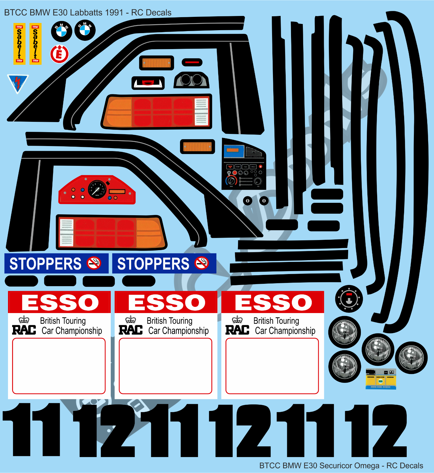 1/10 Touring Car Decal Set BTCC BMW E30 Securicor Omega - Tamiya ...