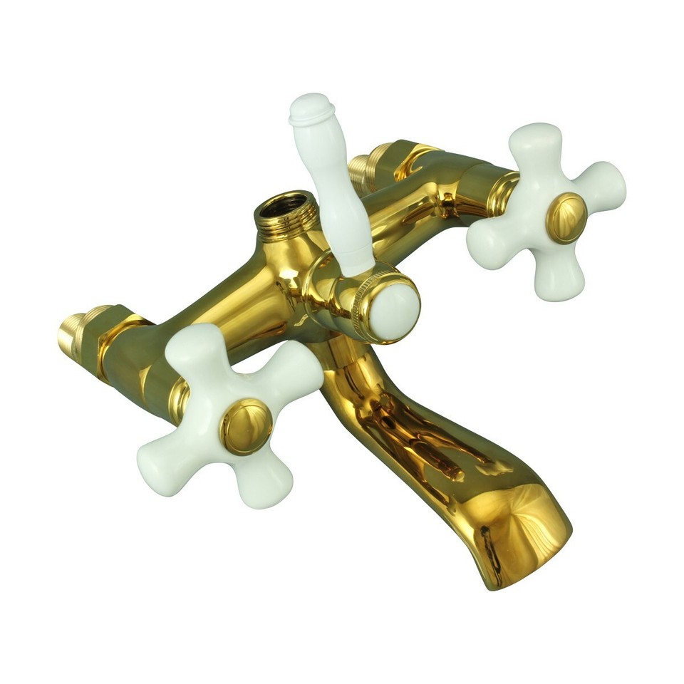 Tub Faucet Part PVD Brass Cross Handle Porcelain | Renovator's Supply ...