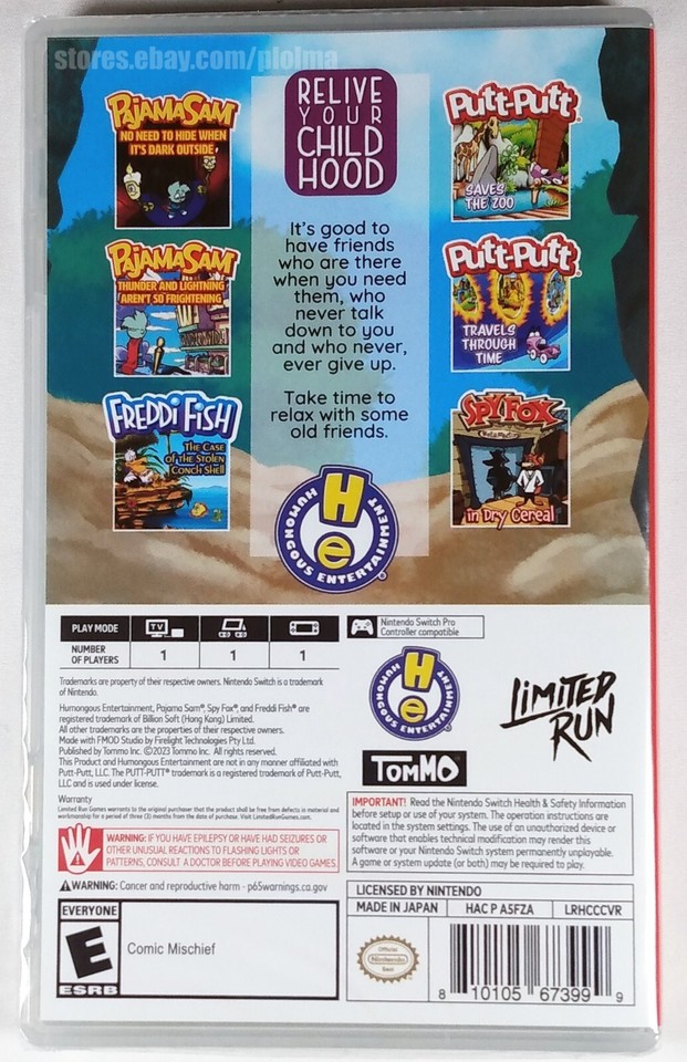 HUMONGOUS CLASSIC COLLECTION Brand New NINTENDO SWITCH Game ESRB ...