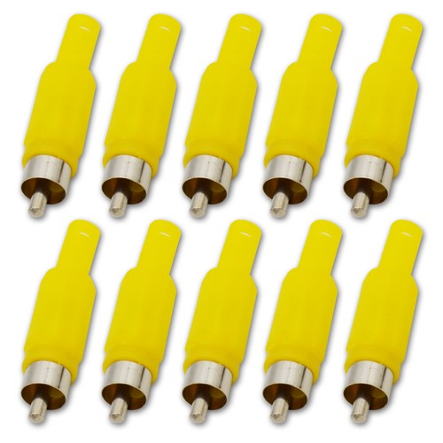 10 RCA Plug Solder Type Audio Cable Connector Yellow RCA/Phono Male ...