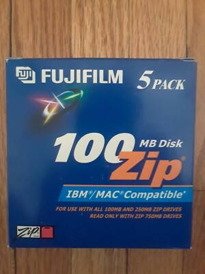 FujiFilm 100 MB Zip Disk 5 Pack PC Mac Brand New for Iomega 100 & 250 ...