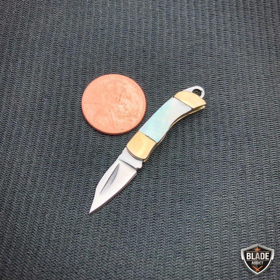 WORLD'S SMALLEST WORKING Folding Mini Real Blade POCKET KNIFE w Key ...