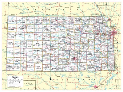 Kansas State Wall Map Parge Print Poster | eBay