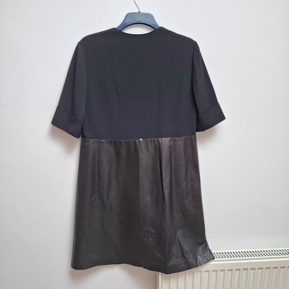 Sportmax Black Dress 14 Cotton Blend Real Lamb Leather Made in Italy ...