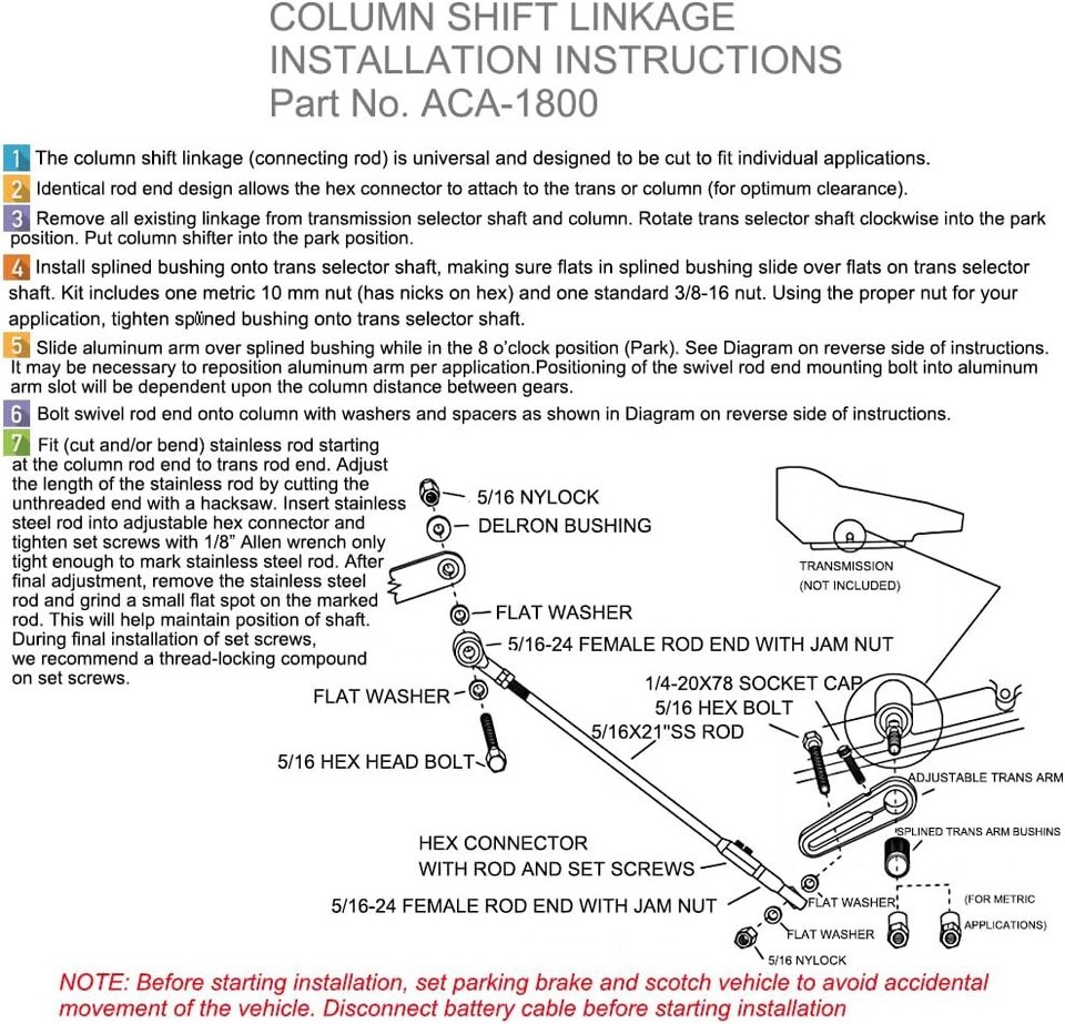 Universal Adjustable Column Shift Linkage Kit | 350 700R4 | Automatic | Aluminum | Rod | 6 ...
