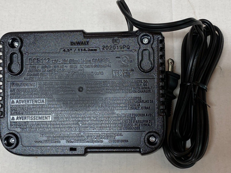 NEW GENUINE DEWALT DCB112 12V & 20V MAX Battery Charger Replaces DCB100 ...