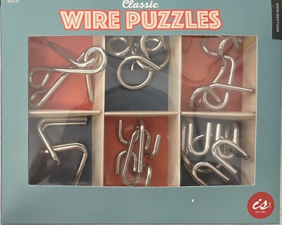 Classic Wire Puzzles - Set of 6 - Brain Teaser Games Man Cave Mens ...