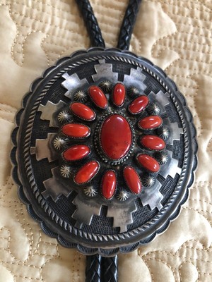 BOLO TIE ERNEST ROY BEGAY NAVAJO RARE RED CORAL *NEW PRICE* | eBay