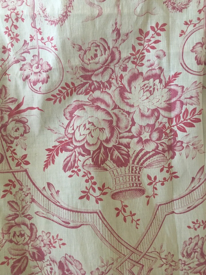 Antique French Shabby Floral Roses Basket Cotton Fabric #2- Softened ...