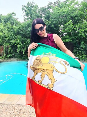 women silk feel scarf Shiro Khorshid Flag IRAN 180x90 cm دستمال شیرو ...