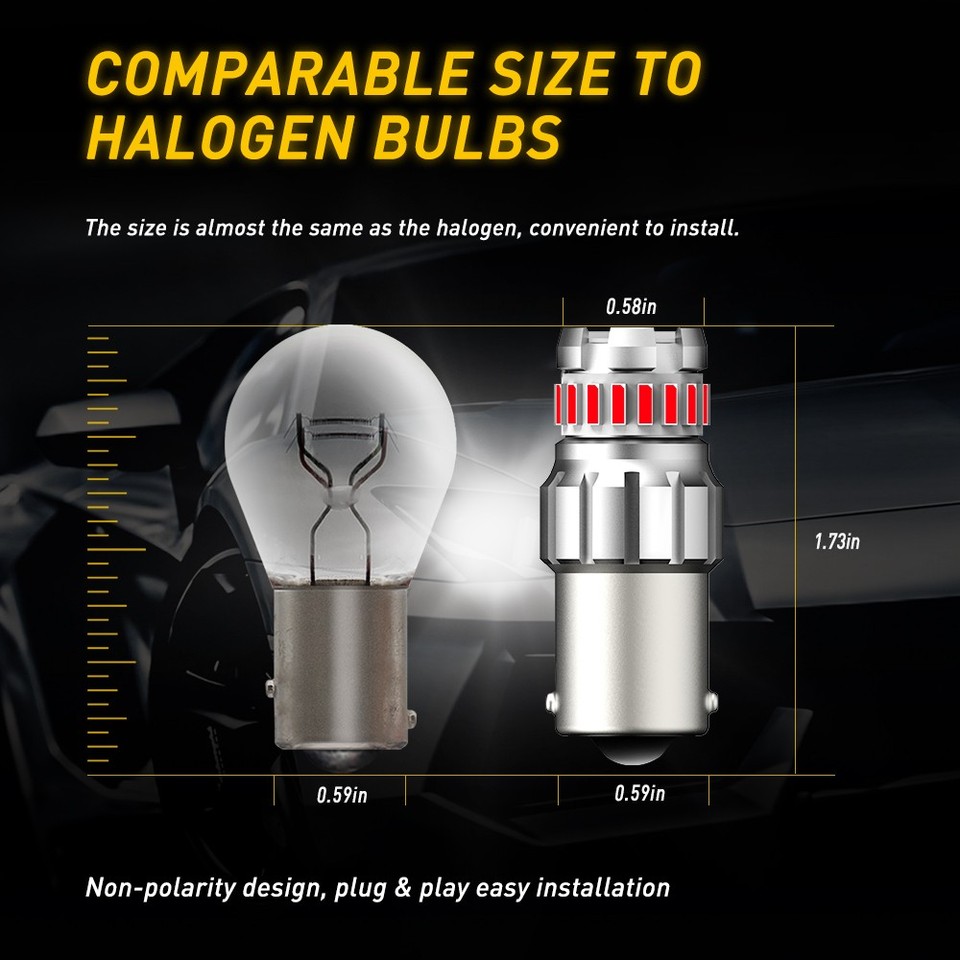 AUXITO LED Brake Tail Signal Light Bulb 1156 7506 ba15s P21W Pure Red ...