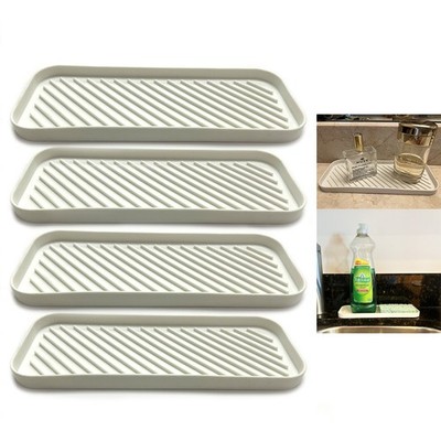 4 Silicon Sponge Holder Kitchen Sink Organize 9X3.5 Bath Soap Tray ...