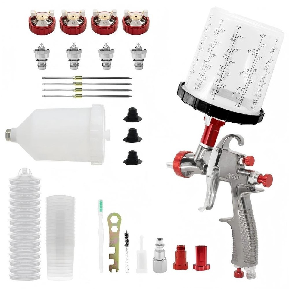 R500 Air Spray Gun Gravity Feed LVLP Car Paint Gun 1.3/1.5/1.7/2.0mm ...